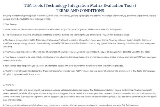 TIM Tools Terms | TIM