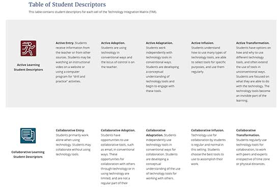 Student Descriptors Table | TIM