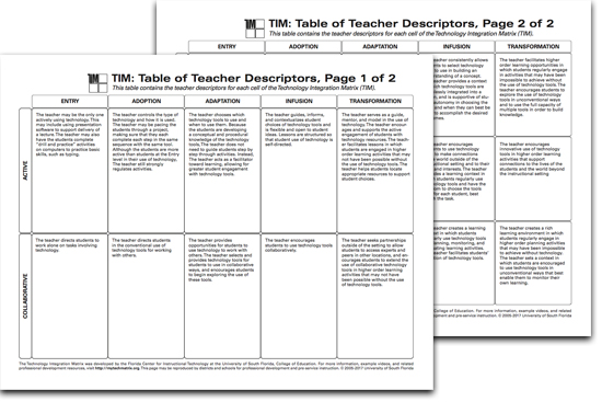 Table of Teacher Descriptors | TIM