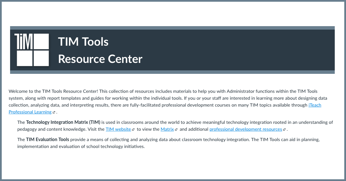 TIM Tools Resource Center | TIM