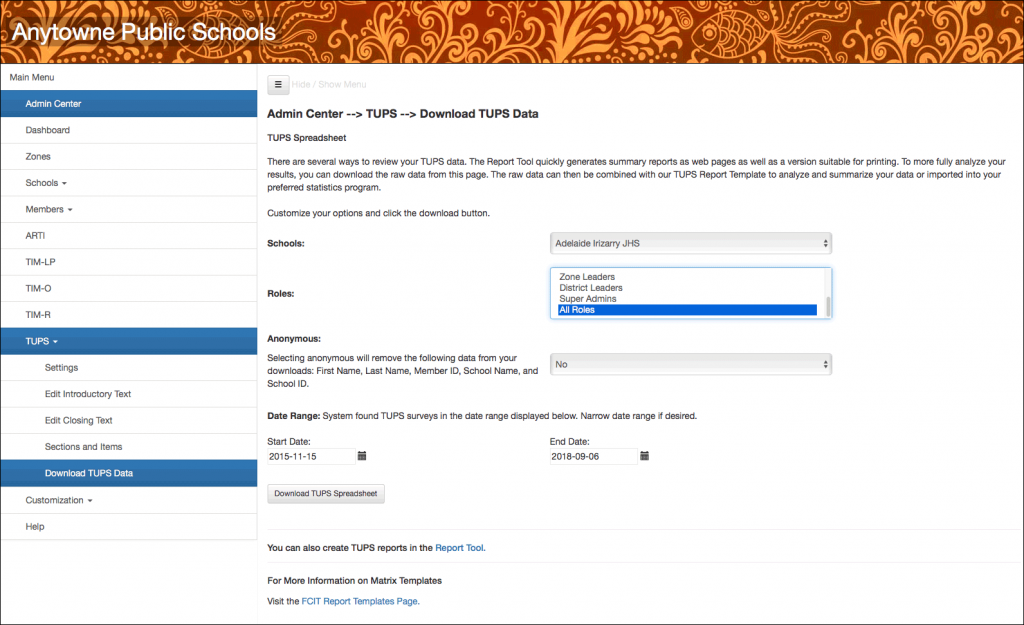 Downloading TUPS Data | TIM
