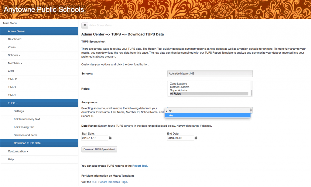 Downloading TUPS Data | TIM