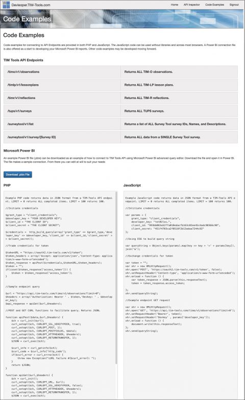 TIM Tools Application Programming Interface | TIM