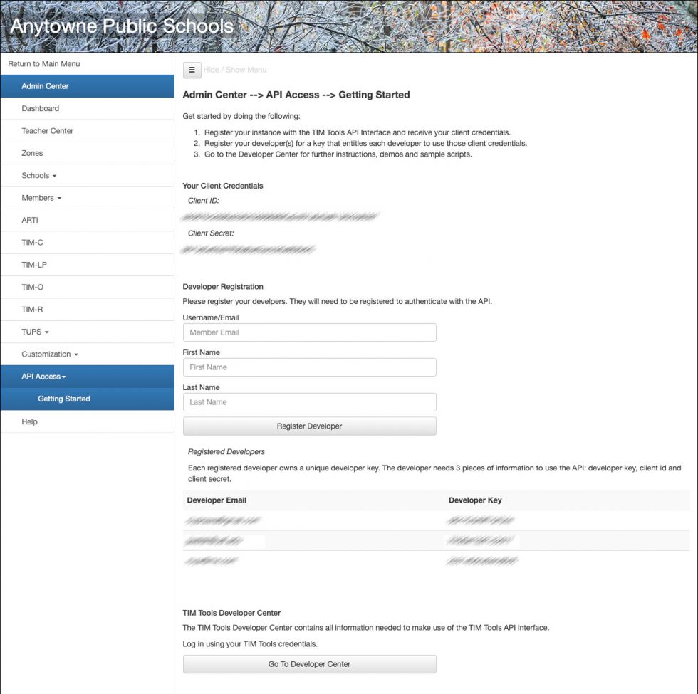 TIM Tools Application Programming Interface | TIM