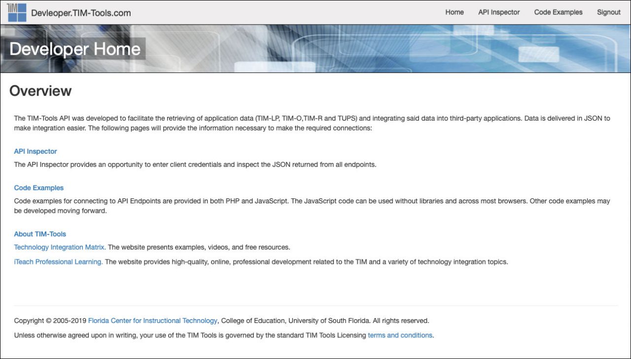 TIM Tools Application Programming Interface | TIM