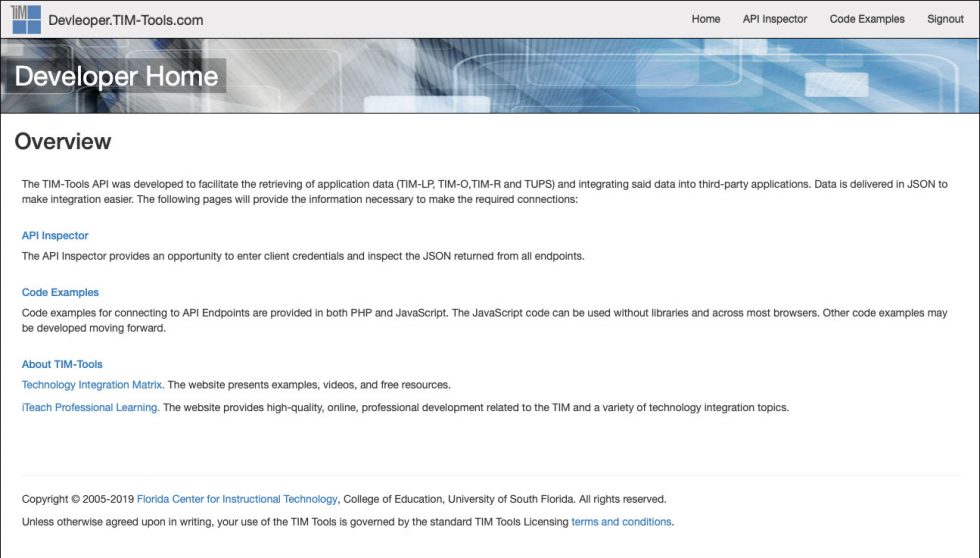 TIM Tools Application Programming Interface | TIM
