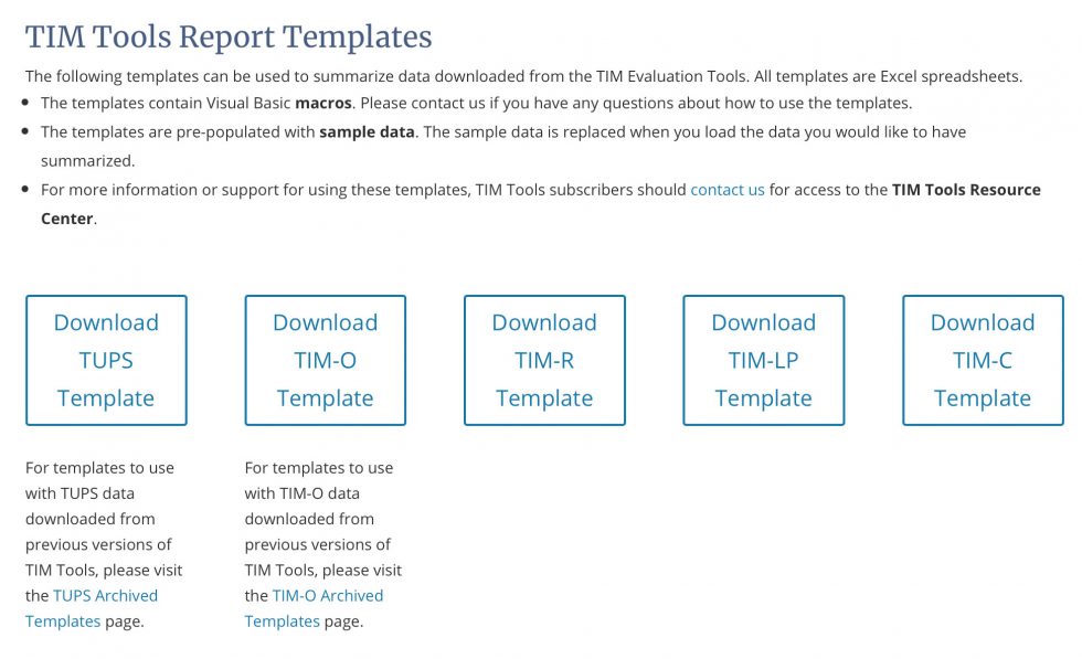Using TIM Tools Data Analysis Templates | TIM